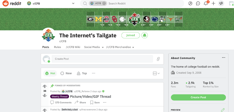 Inside /r/CFB — the Subreddit where College Football Fan Engagement ...